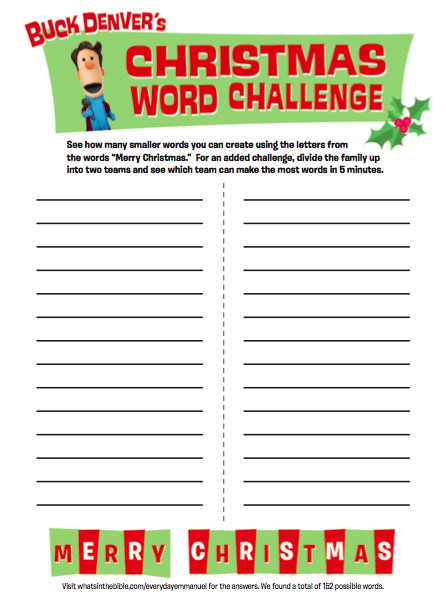 Christmas Word Challenge - Whats in the Bible