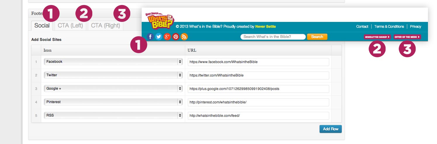 Footer Options - Whats in the Bible