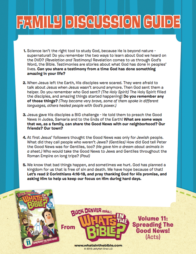 Volume 11 Family Discussion Guide - What's in the Bible? - Whats in the ...